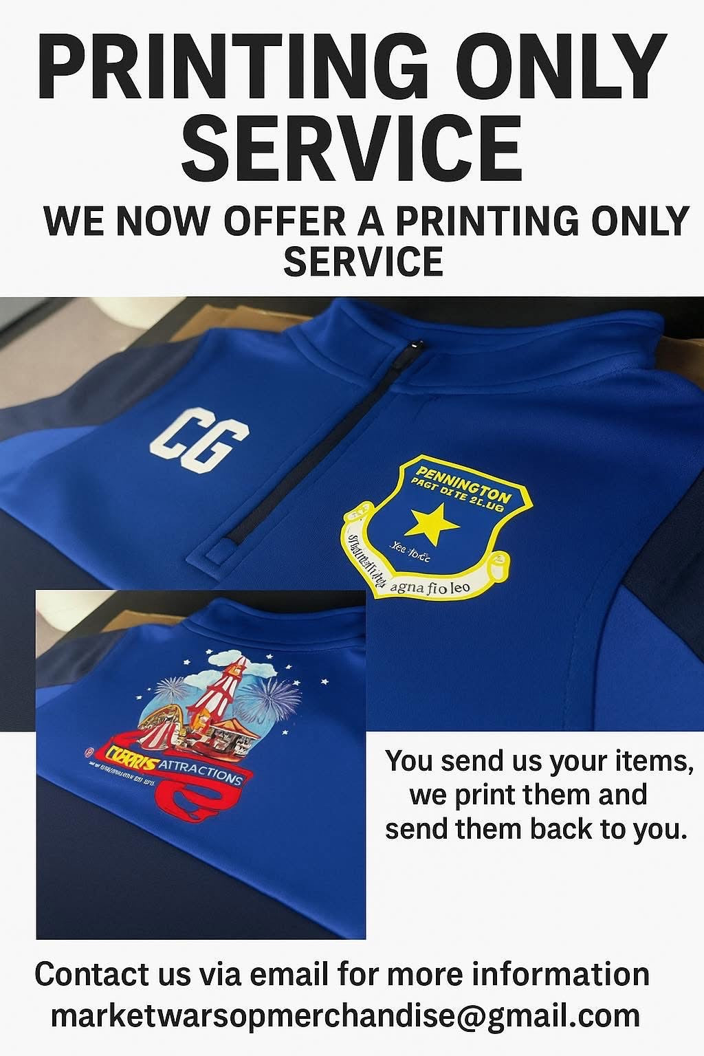 Printing Only Service – Market Warsop Merchandise LTD